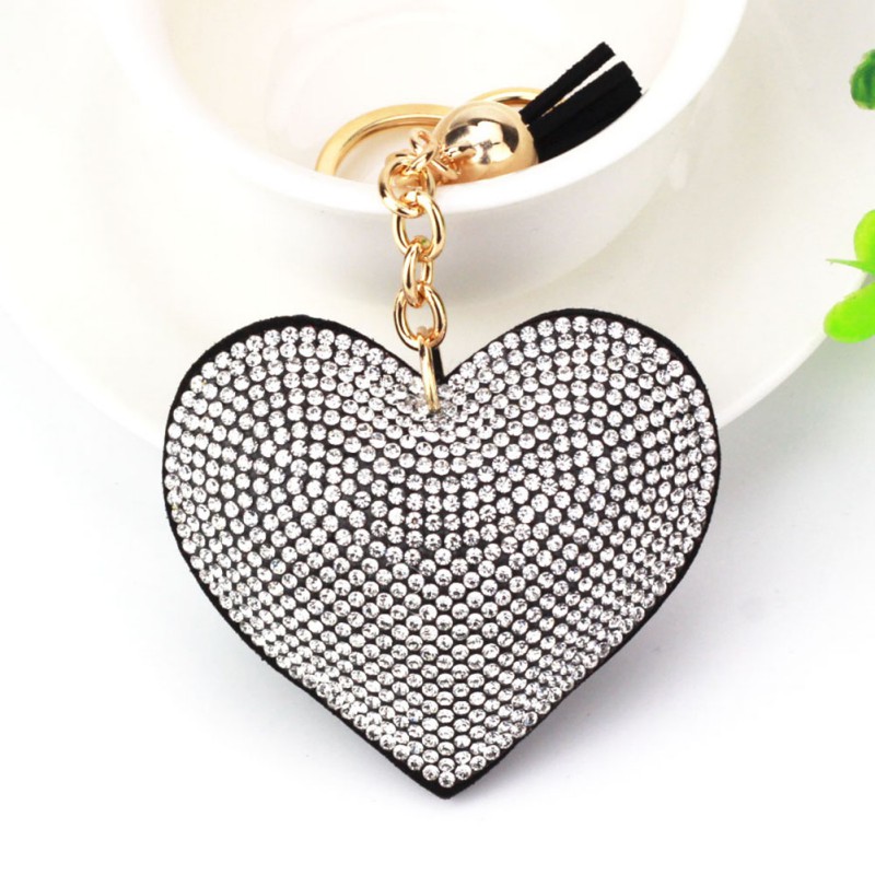 Fancy Women Crystal Rhinestone Pendant Heart Shape Key Ring Chain ...